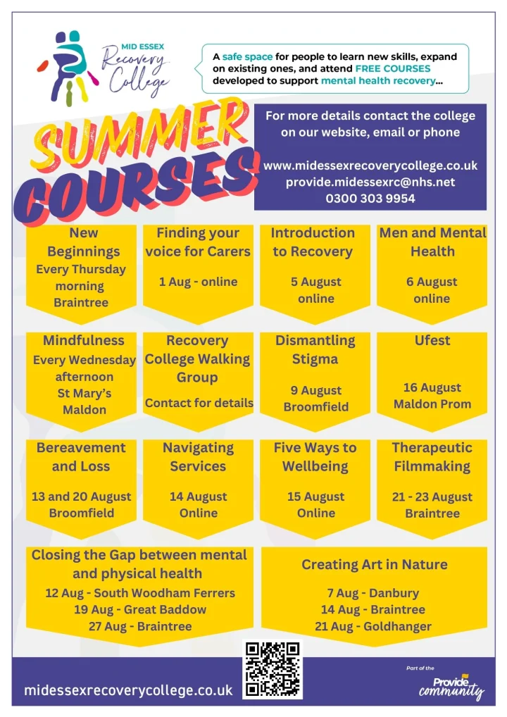 Mid Essex Recovery College Announces Summer Courses to Support Mental ...